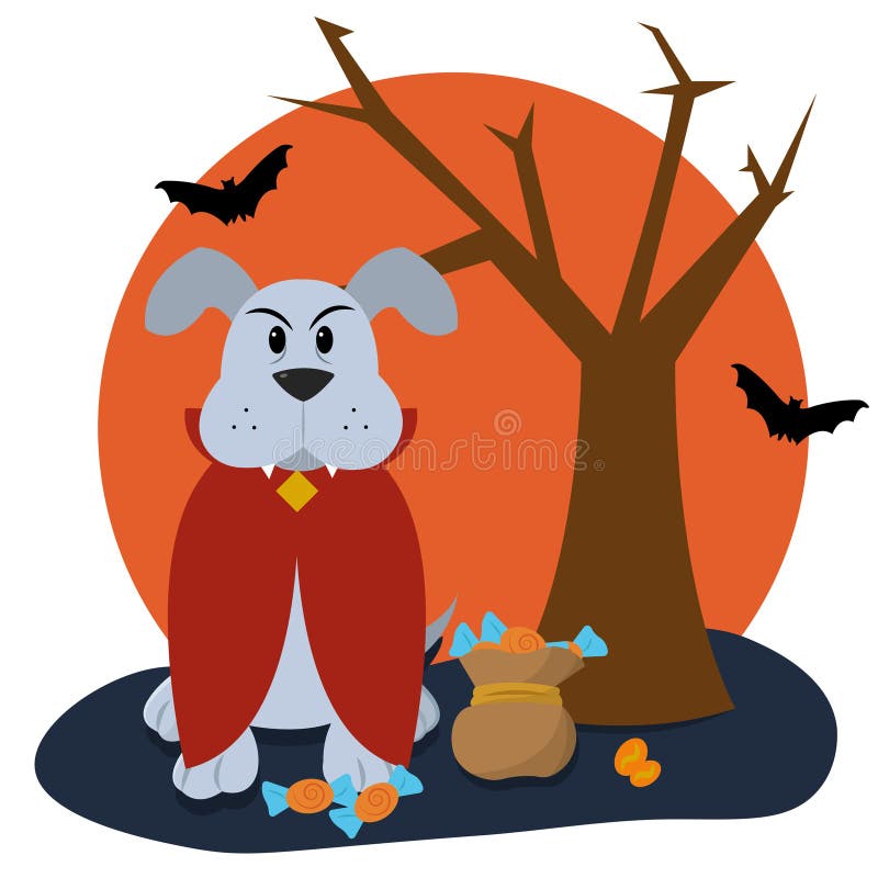 Dog in Vampire Costume. Vector Stock Illustration - Illustration of ...