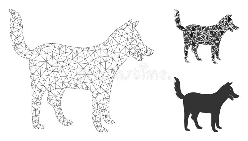 Dog Vector Mesh Wire Frame Model and Triangle Mosaic Icon Stock ...