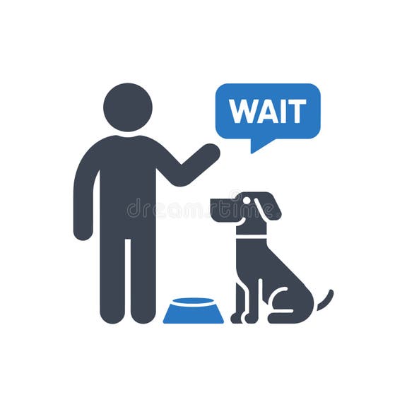 Dog Wait Command Icon stock vector. Illustration of bowl - 376290209