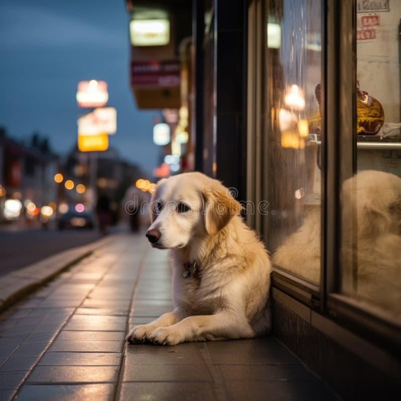 The Dog is Waiting for His Owner Near the Store Stock Image - Image of ...
