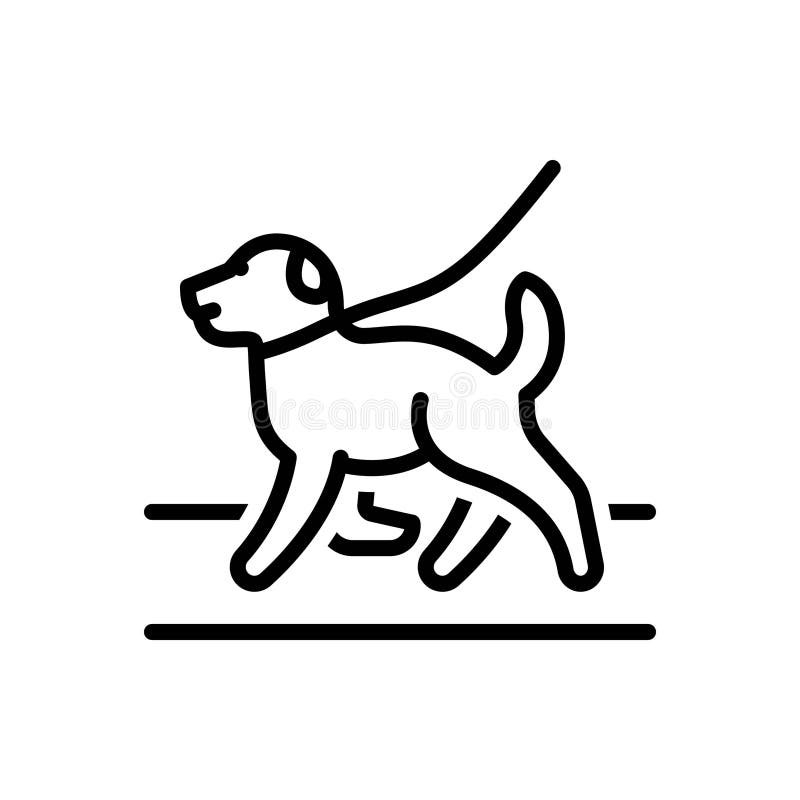 Black Line Icon for Dog Walk, Dog Stroll and Puppy Stock Vector - Illustration of puppy, sign ...