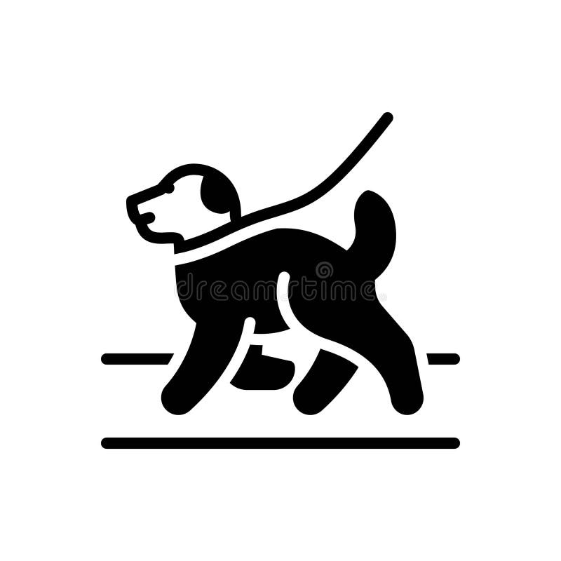 Black Solid Icon for Dog Walk, Dog Stroll and Puppy Stock Vector - Illustration of doggy, vector ...
