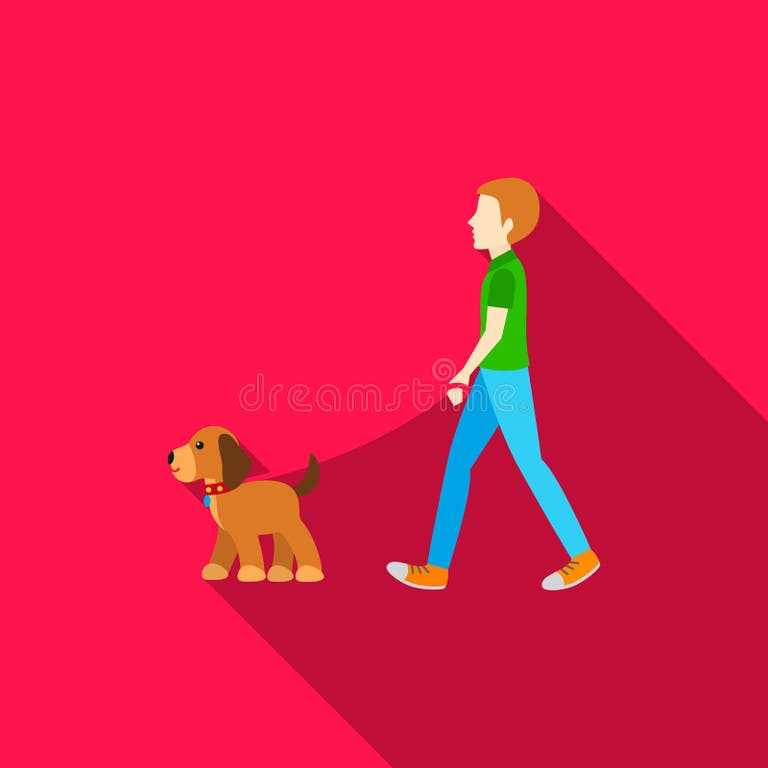 Dog Walk Vector Icon in Flat Style for Web Stock Vector - Illustration ...
