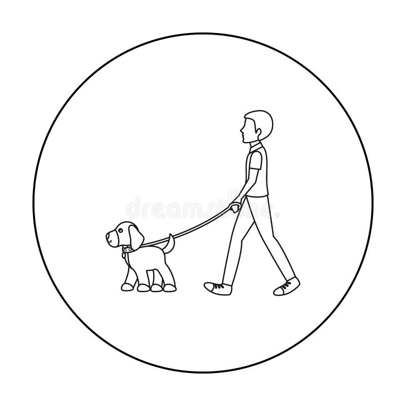 Dog Walk Vector Icon in Outline Style for Web Stock Vector ...