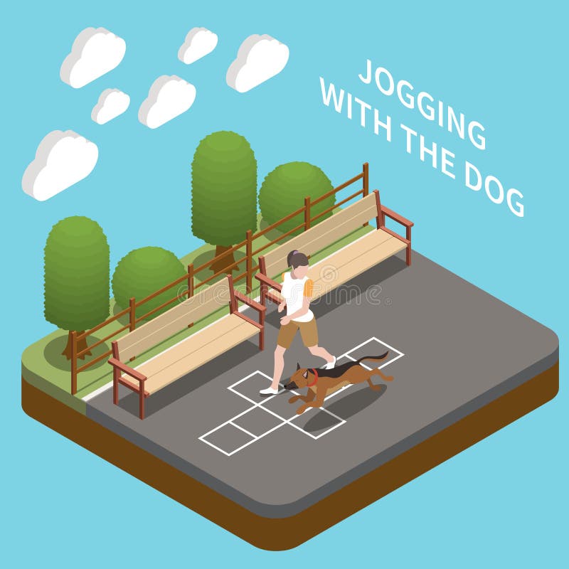 Dog Walker Isometric Concept Stock Vector - Illustration of game ...