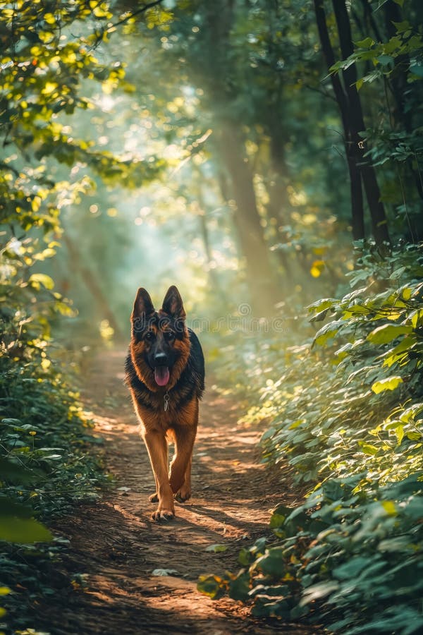 A Dog is Walking Down a Path in the Woods. Generative AI Stock Image ...