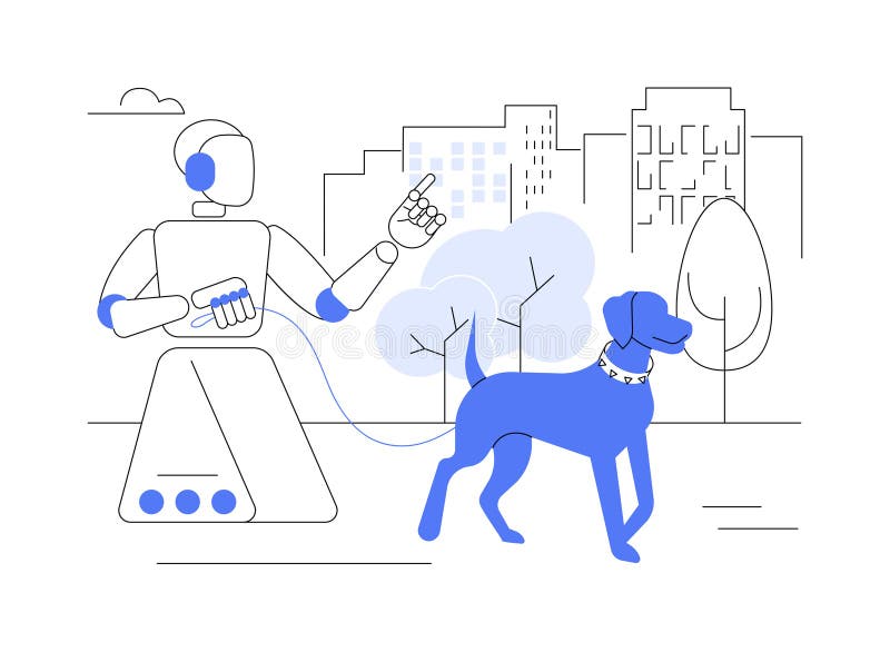 Dog Walking Robot Isolated Cartoon Vector Illustrations. Stock Vector ...