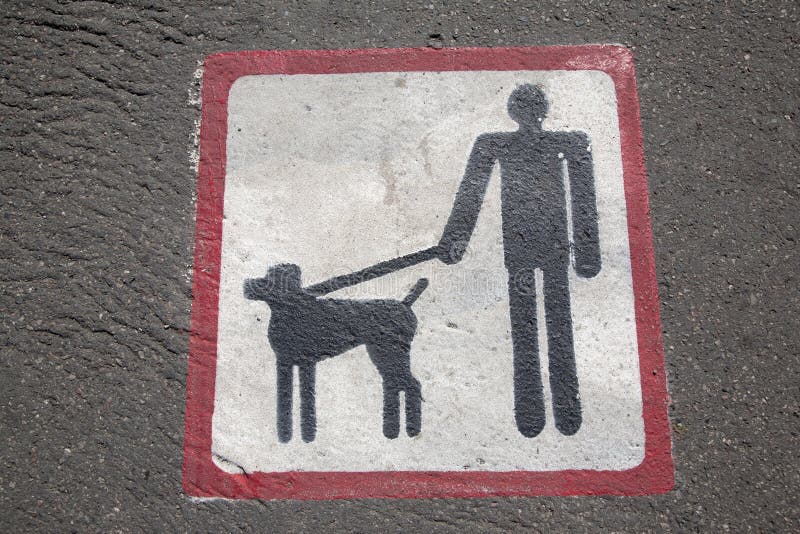 Dog Walking Sign stock photo. Image of pavement, park - 39599018