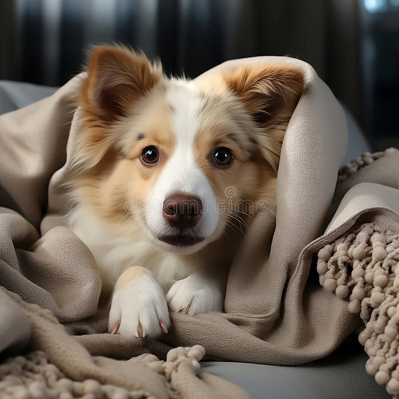 The Dog is Warm Under the Blanket Stock Illustration - Illustration of ...