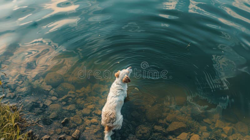 A Dog is in the Water, Looking at the Camera Stock Image - Image of ...