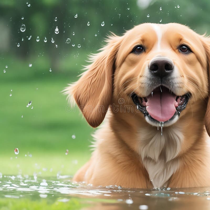 Dog with water stock illustration. Illustration of isolated - 318213580