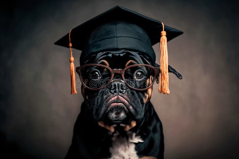 Dog Wearing Black Graduation Hat, Graduation Concept . Generative AI ...
