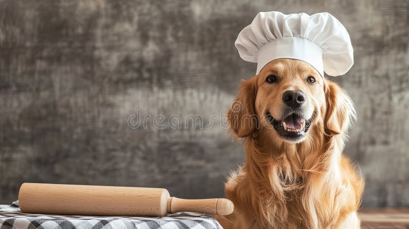 A Dog Wearing a Chef Hat Standing beside a Minimalist Table with a ...