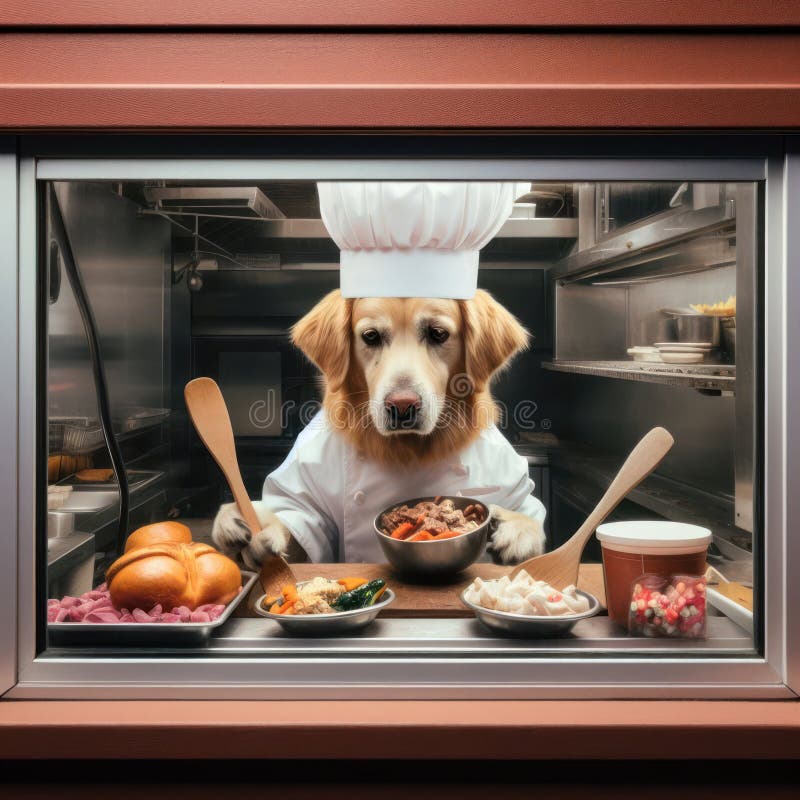 Dog Wearing Chefs Hat and Jacket Stock Illustration - Illustration of ...