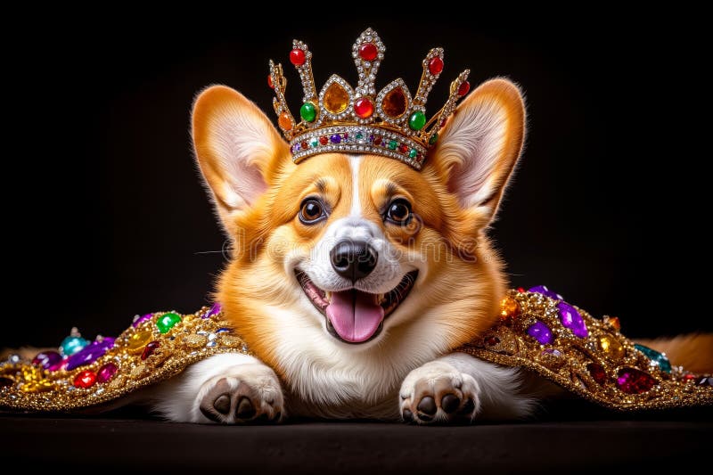 A Dog Wearing a Crown Laying Down on a Table Stock Photo - Image of ...