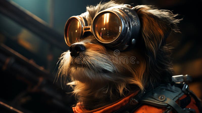 A Dog Wearing Goggles and Vest Stock Illustration - Illustration of ...