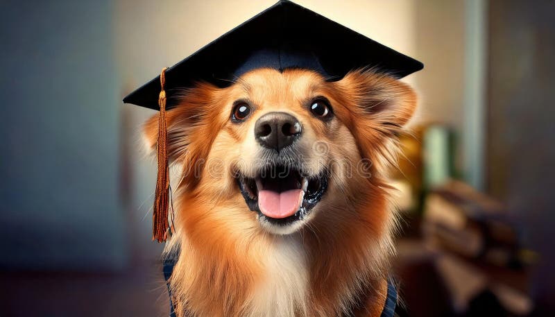 Dog Wearing a Graduation Cap Wearing a Smile Stock Illustration ...