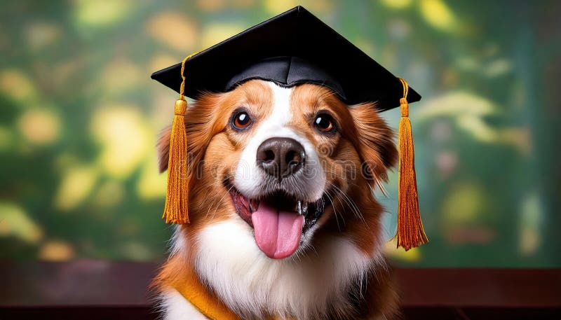 Dog Wearing a Graduation Cap Wearing a Smile Stock Illustration ...