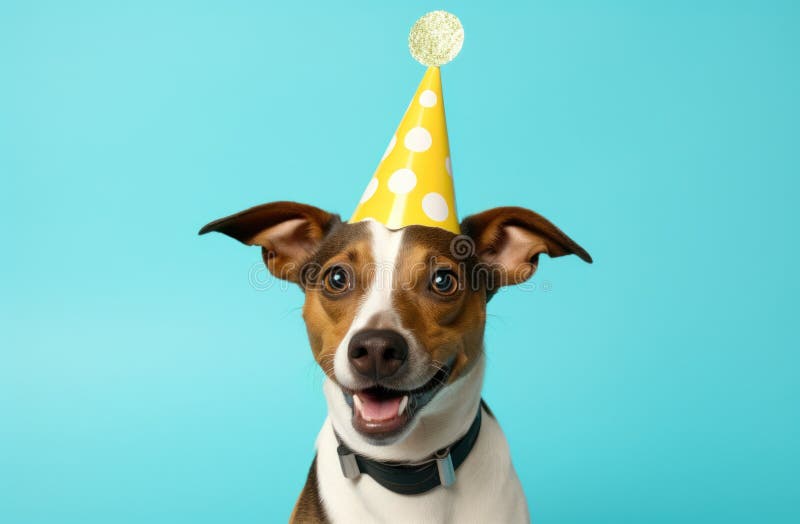 A dog wearing a party hat stock photo. Image of puppy - 308364886