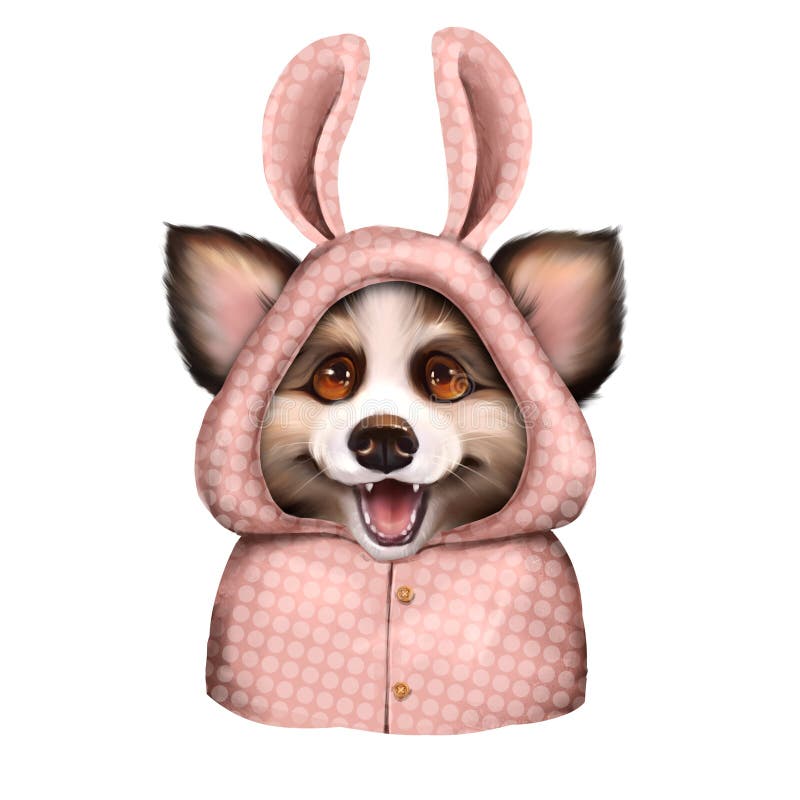 Dog Wearing Pink Bunny Costume on White Background Stock Image ...