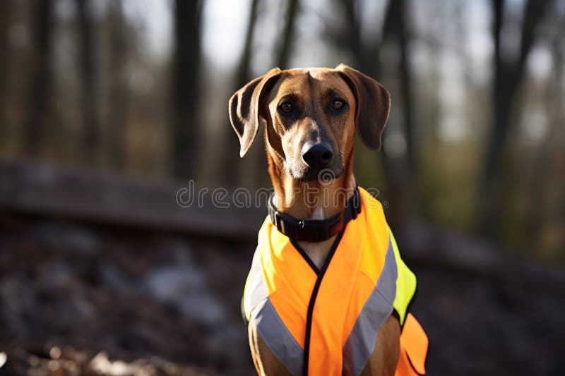 A Dog Wearing a Safety Vest Stock Illustration - Illustration of animal ...