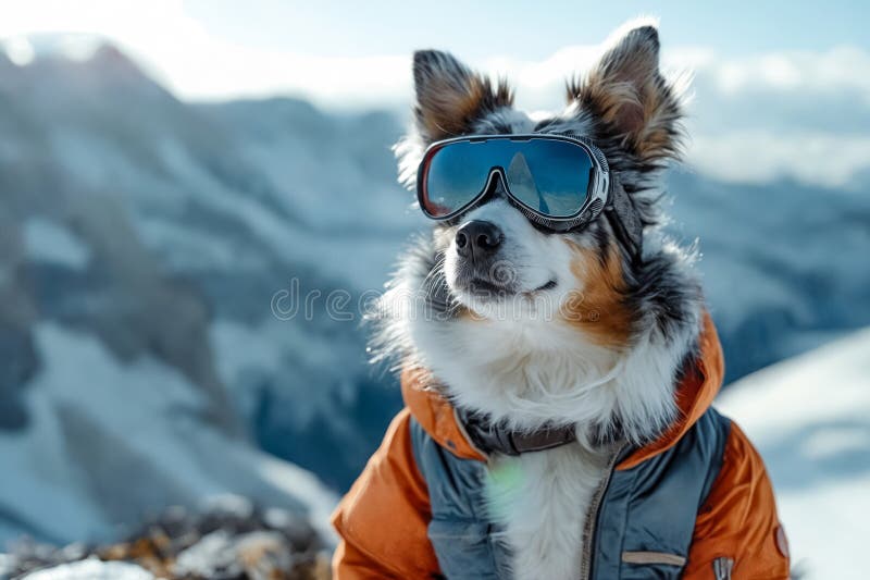 A Dog Wearing Ski Goggles on Top of a Snow Covered Mountain. Generative ...