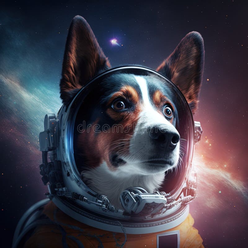 A Dog Wearing a Space Suit. Generative AI Stock Illustration ...