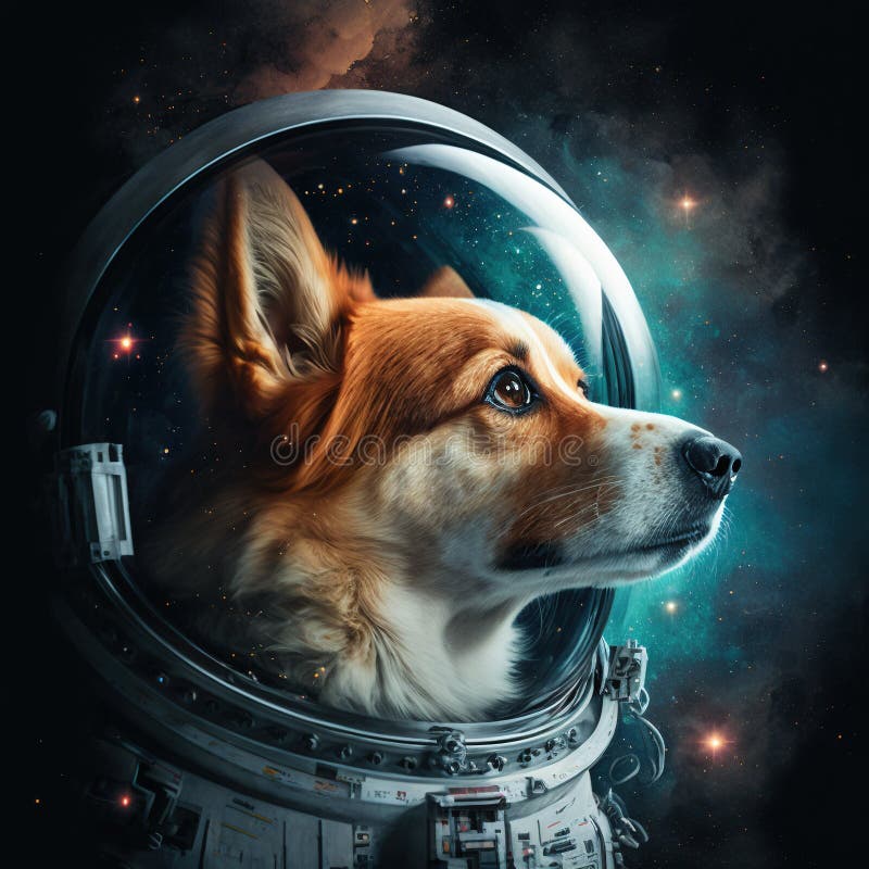 A Dog Wearing a Space Suit. Generative AI Stock Illustration ...