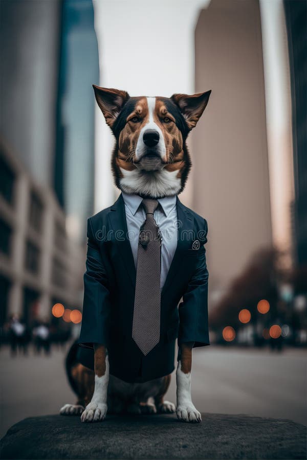 Dog is Wearing a Suit in a City Stock Illustration - Illustration of ...