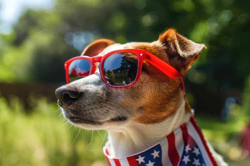 A Dog Wearing Sunglasses and an American Flag Stock Illustration ... A Dog Wearing Sunglasses and an American Flag Stock Illustration ...
