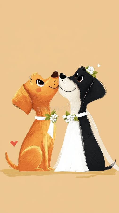 Dog Wedding Cartoon Background.Generative AI Illustration Stock ...