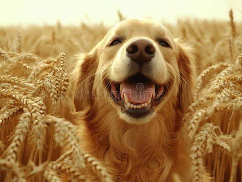 Dog in Wheat Field stock photo. Image of generated, farm - 378545378
