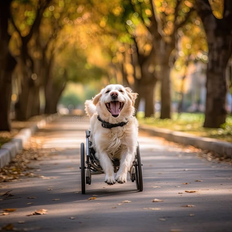 Dog with a Wheelchair in the Park,Disabled Animal,AI Generated Stock ...