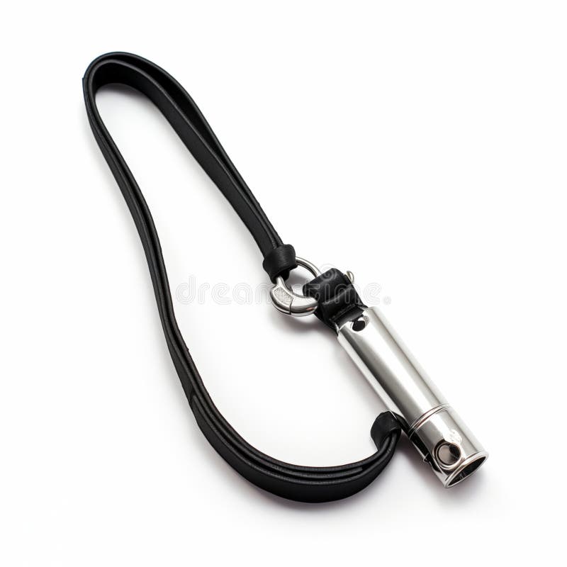 Dog Whistle with Black Strap on White Background Stock Illustration ...