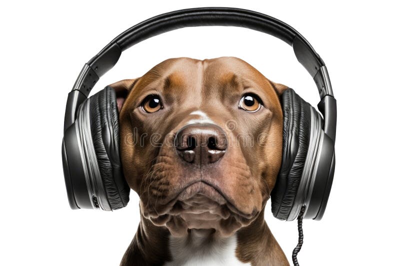 Dog with Wireless Headphones on a White Background. Generative AI Stock ...