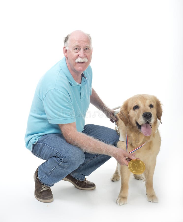 Guide Dog is Helping a Blind Man Stock Photo - Image of love, guide ...