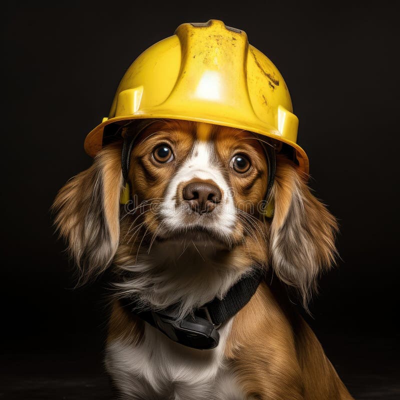 Dog in a Construction Helmet Stock Image - Image of engineer, worker ...