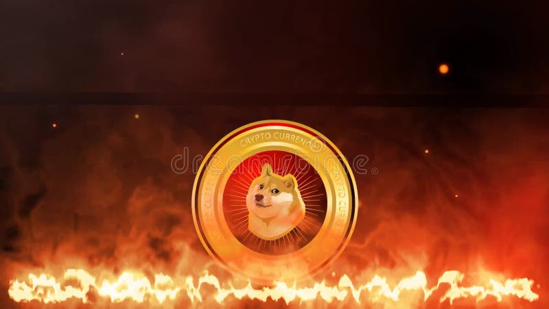 Doge Coin Rotating Effect on Fire Green Screen Background Stock Footage ...