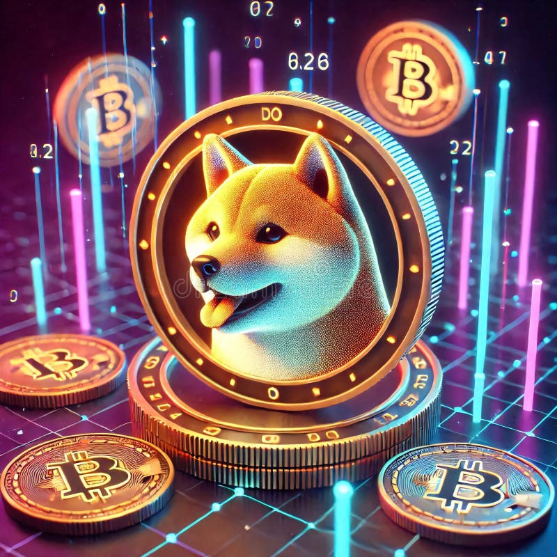 Doge Shib Shiba Inu Cryptocurrency Token Coin Surrounded by Bitcoins ...