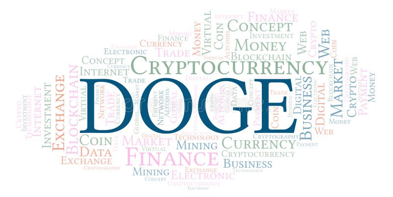 Doge or DogeCoin Cryptocurrency Coin Word Cloud. Stock Illustration ...