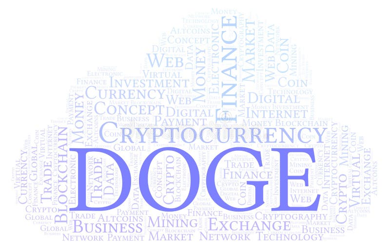 Doge or DogeCoin Cryptocurrency Coin Word Cloud. Stock Illustration ...