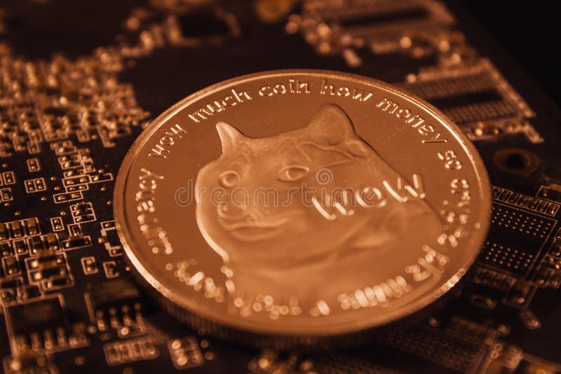 Dogecoin on Graphic Videocard Editorial Stock Image - Image of cyber ...