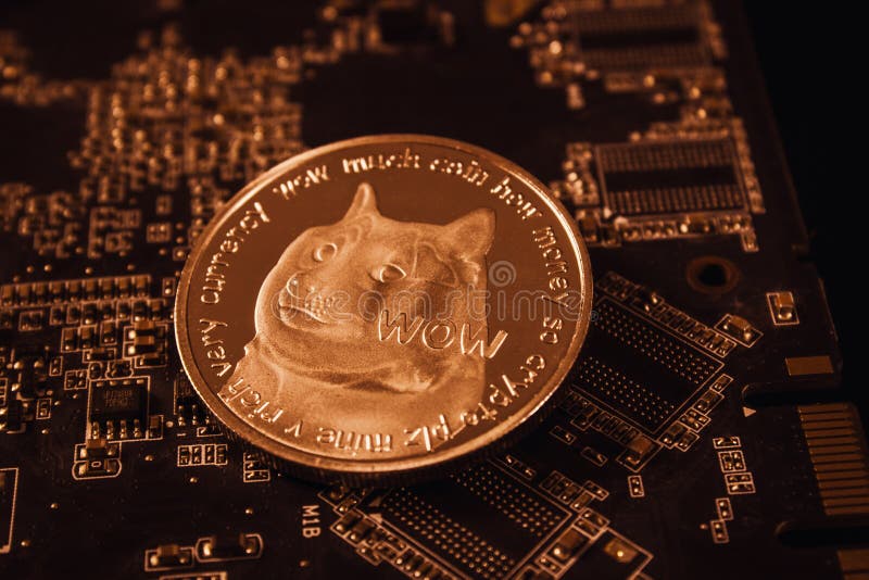 Dogecoin on Graphic Videocard Editorial Stock Image - Image of cyber ...