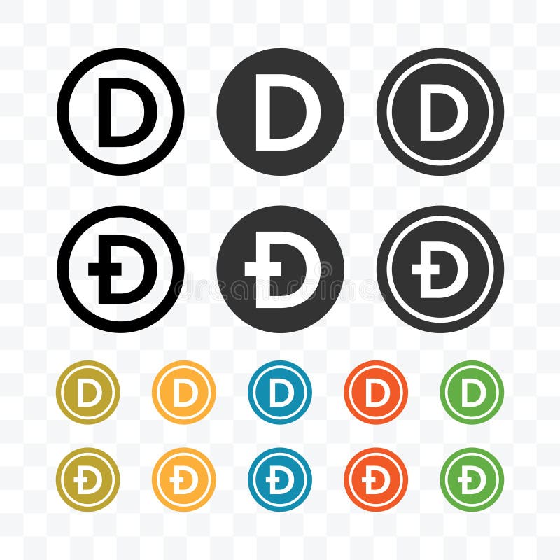 Dogecoin Icon with Different Style and Colors Vector Illustration ...