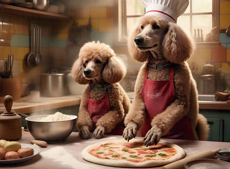 Doggy Kitchen,the Photo Shows Two Poodles in a Kitchen. Stock ...