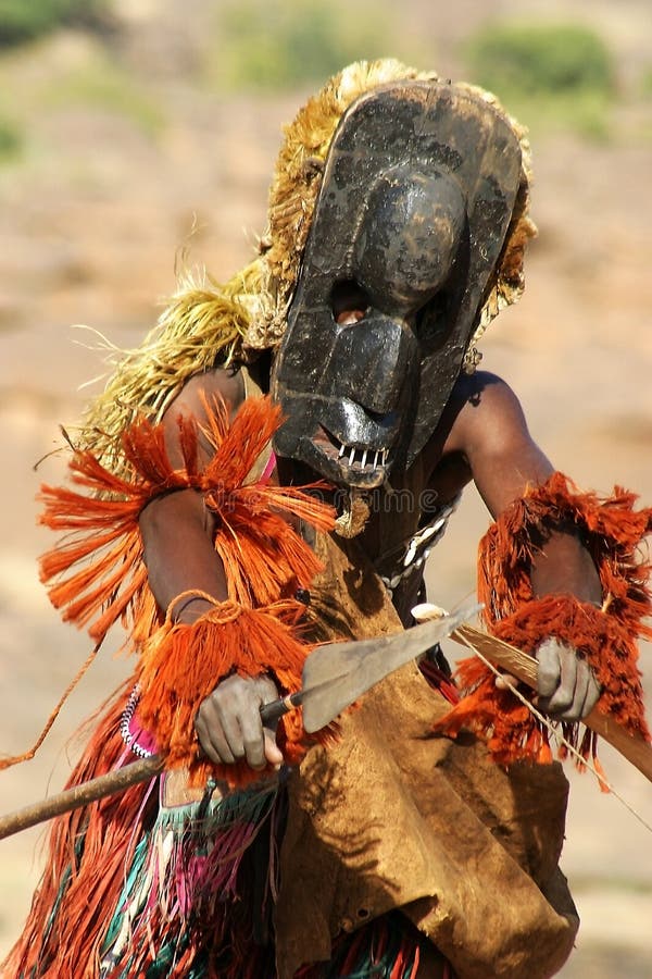 Dogon Tribal Dancer with Spear Editorial Photography - Image of mali ...