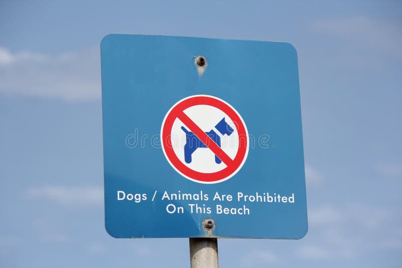 Dogs and Animals Prohibited on Beach Sign Stock Photo - Image of ...
