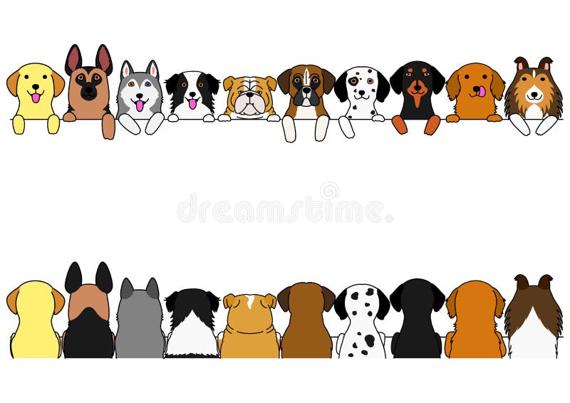 Dogs border set stock vector. Illustration of cute, elements - 133526435