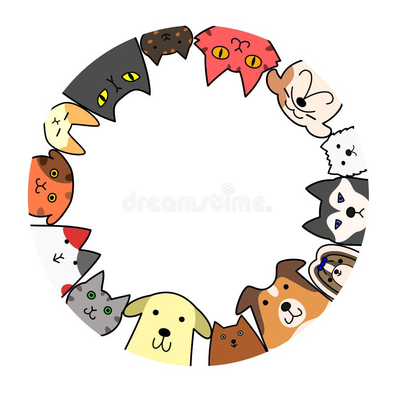 Dogs and Cats Circle with Copy Space Stock Vector - Illustration of ...