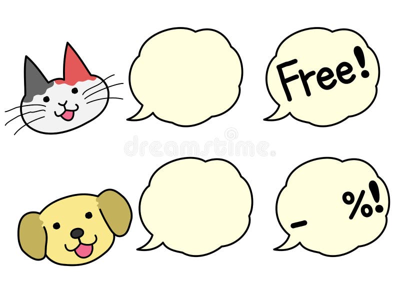 Dogs And Cats Group With Speech Bubbles Stock Vector - Illustration of ...
